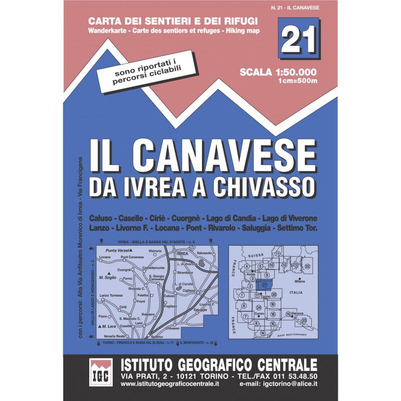 Hiking map n° 21 - The Canavese from Ivrea to Chivasso | Istituto Geog ...
