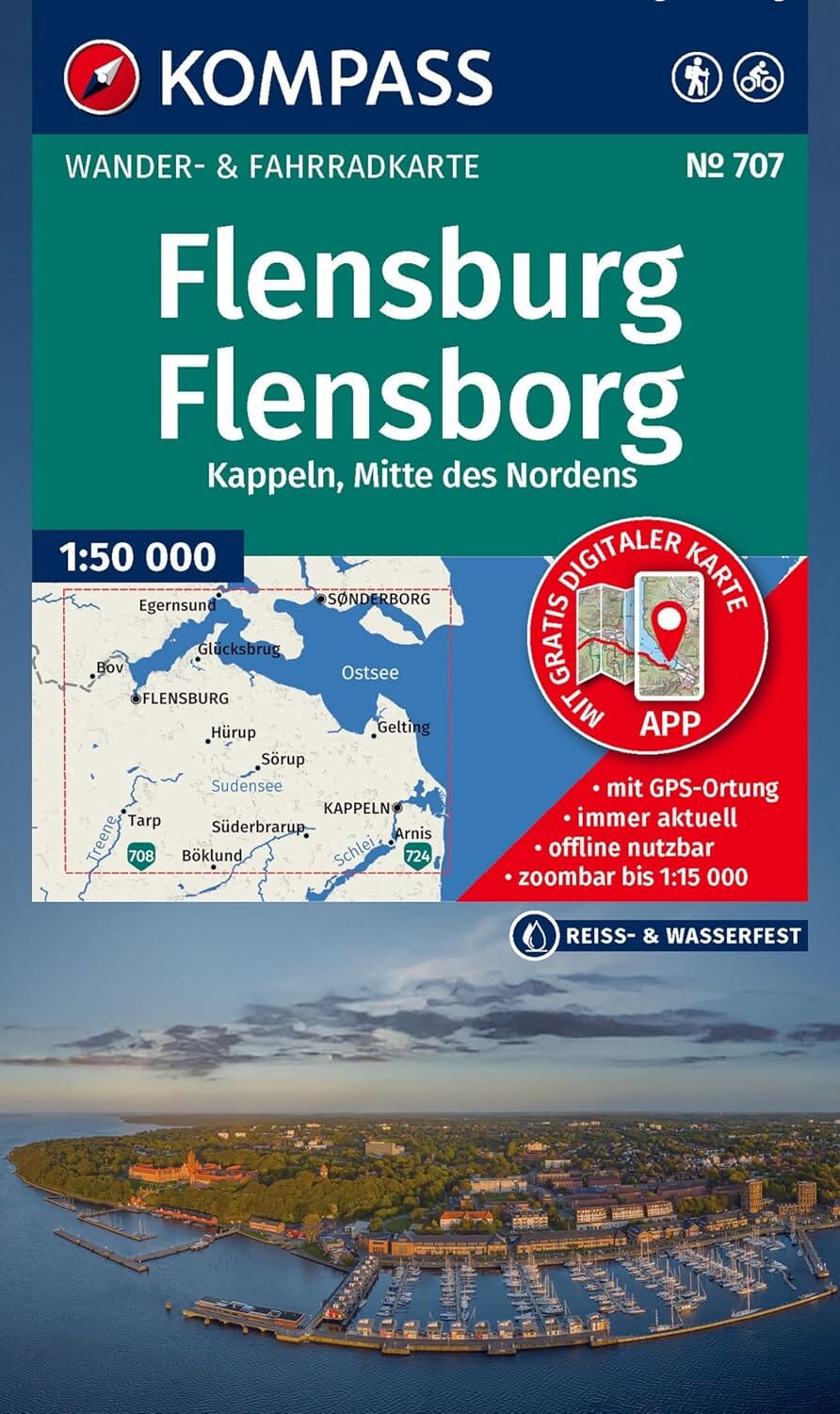 Hiking map no. 707 - Flensburg/Flensborg, Kappeln (Germany) | Kompass ...