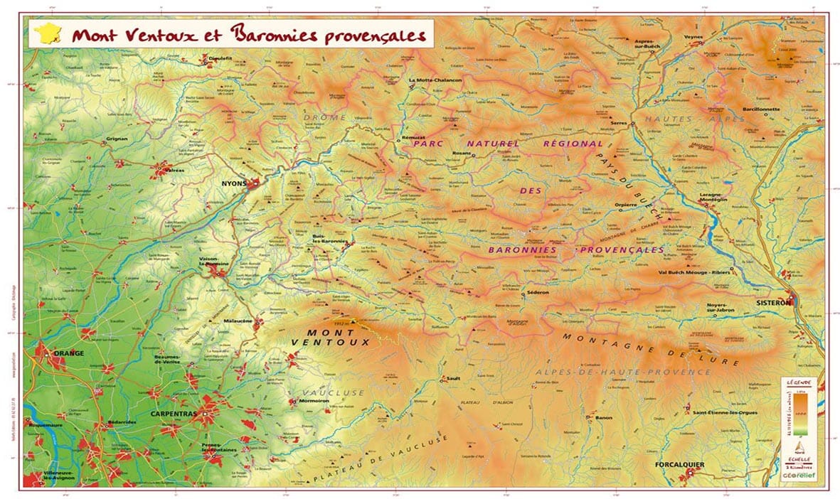 Relief map - Mont Ventoux and the Baronnies - 31 x 42 cm | Relief Edit ...