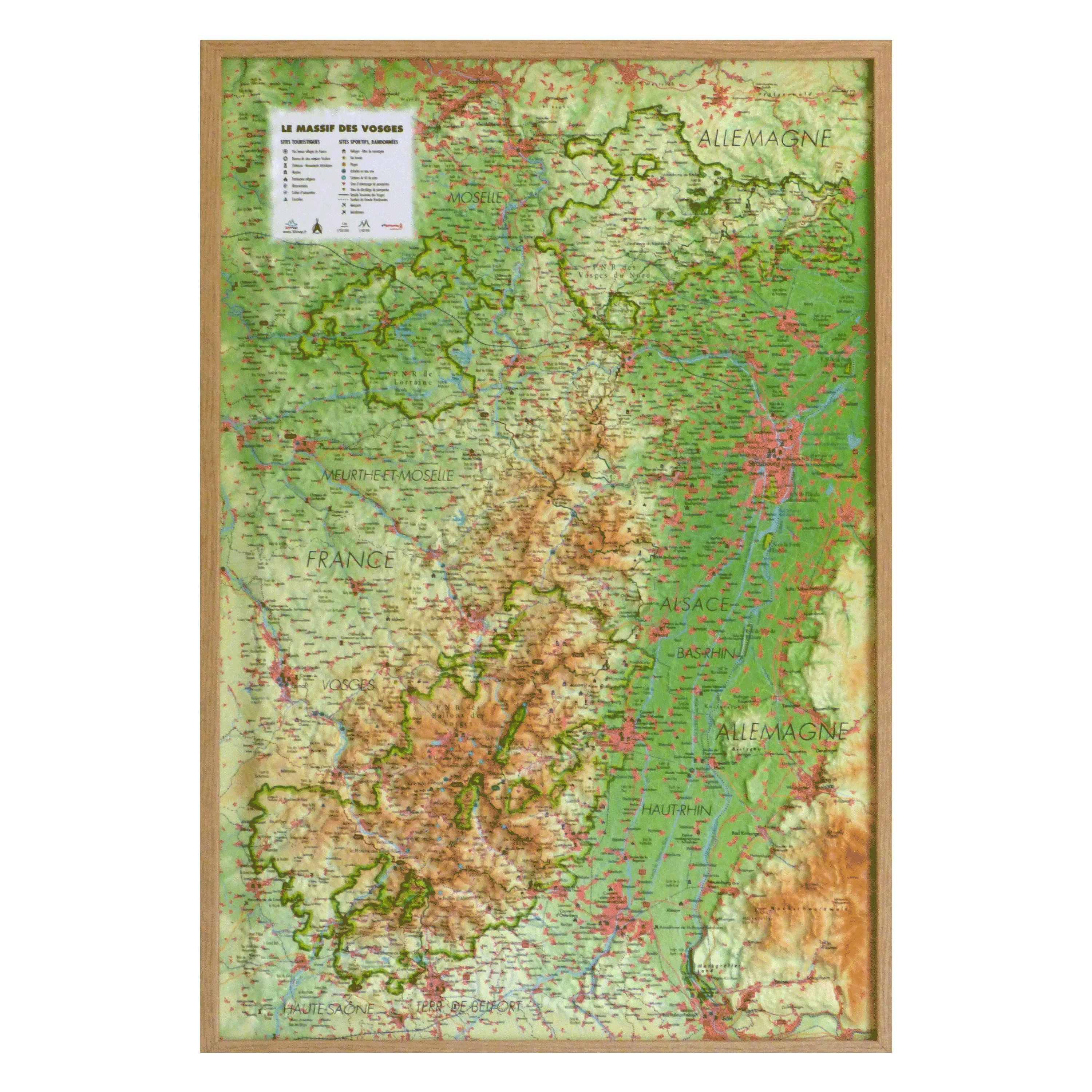 Relief map of the Vosges Mountains - 41 cm x 61 cm | 3D Map – Cartovia