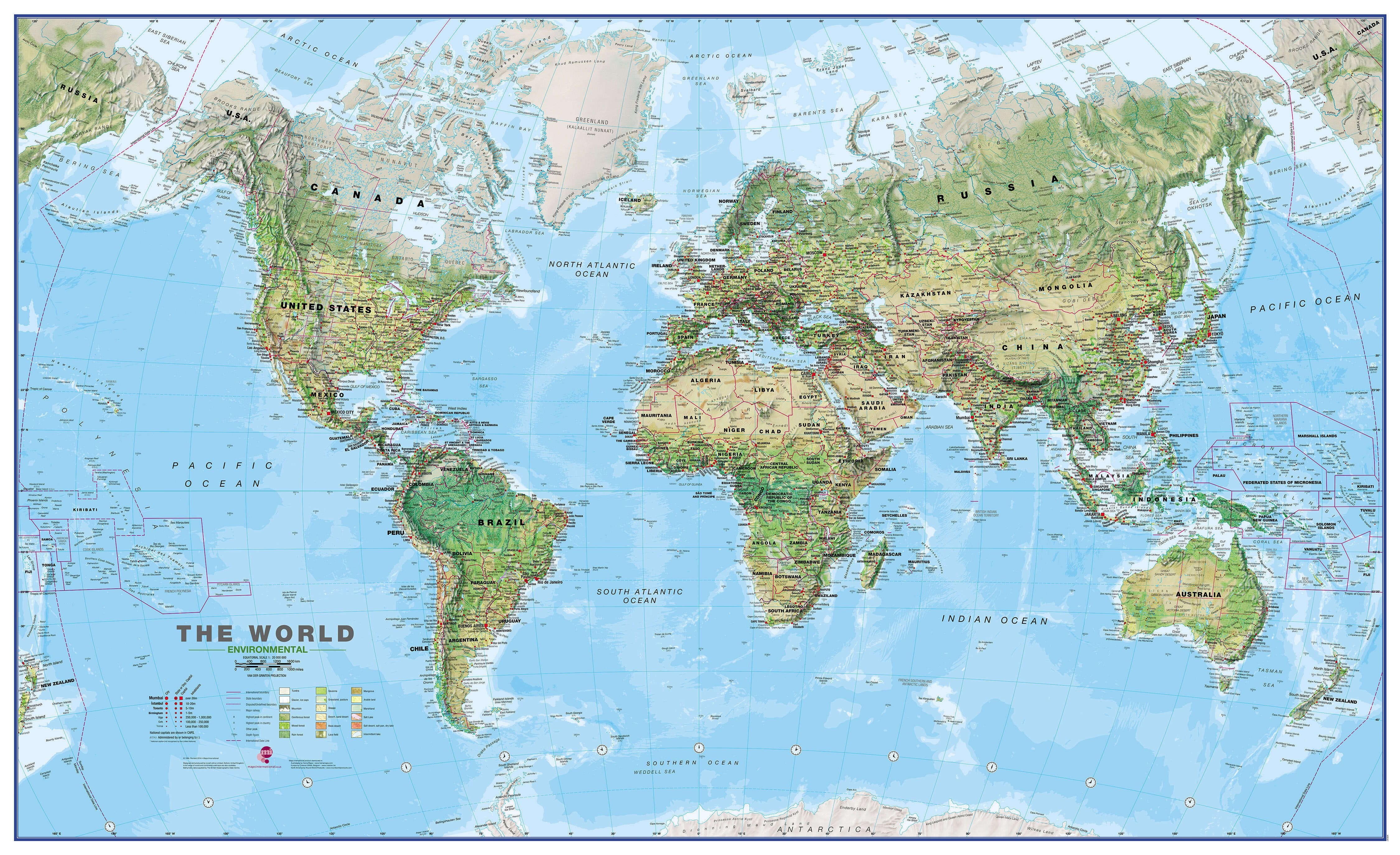 Giant wall map - Environmental World - 198 x 123 cm | Maps Internation ...