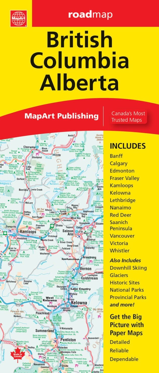 Road Map of British Columbia and Alberta | Canadian Cartographics Corp ...