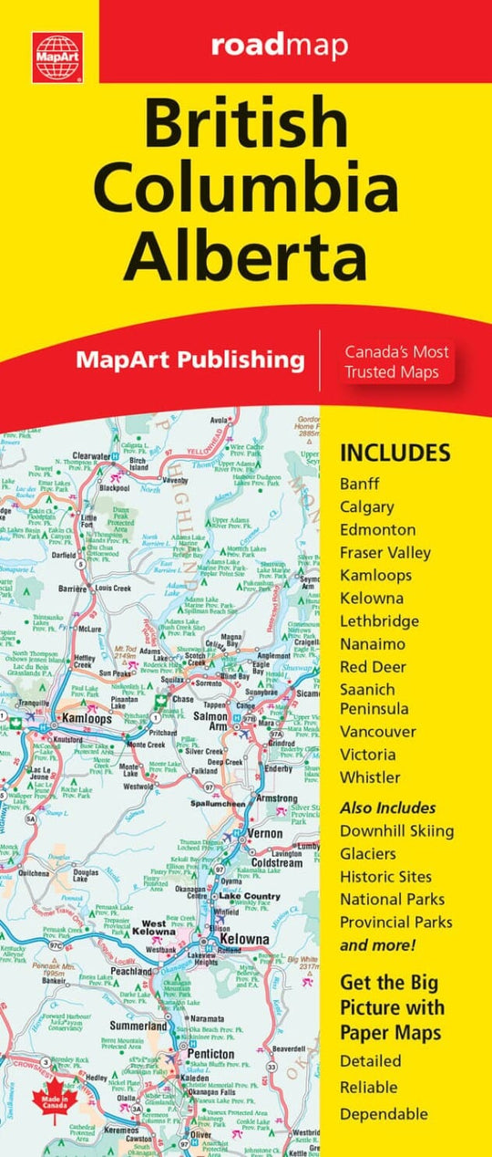 Road Map of British Columbia and Alberta | Canadian Cartographics Corp ...
