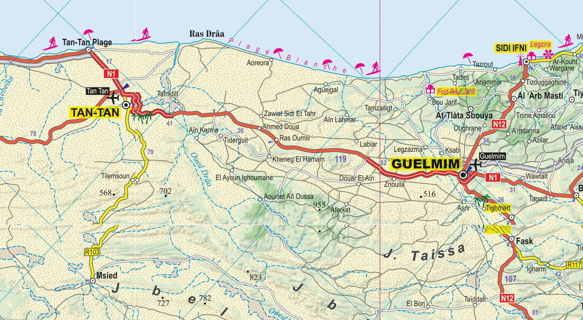 Laminated road map - Morocco | Express Map – Cartovia