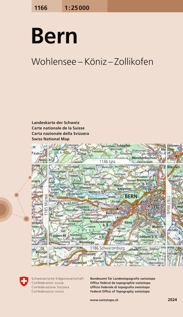 Carte topographique n° 1166 - Bern (Suisse) | Swisstopo - 1/25 000 ...