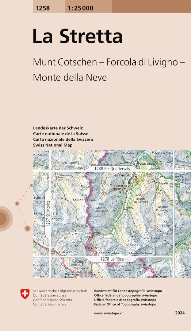 Topographic map No. 1258 - La Stretta (Switzerland) | Swisstopo - 1/25 ...