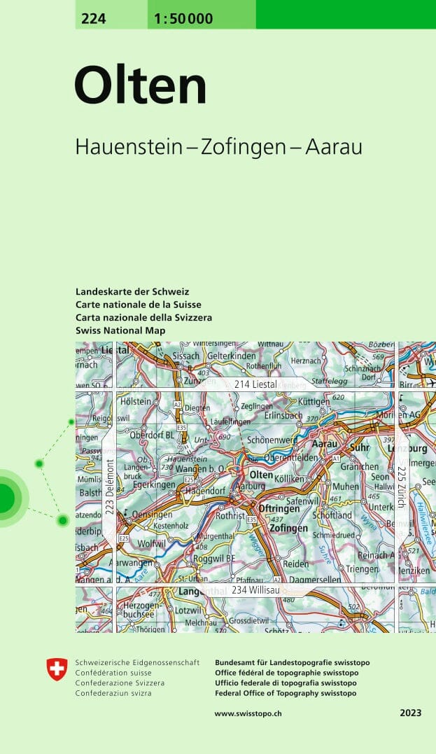 Topographic map No. 224 - OLTEN (Switzerland) | Swisstopo - 1/50 000 ...