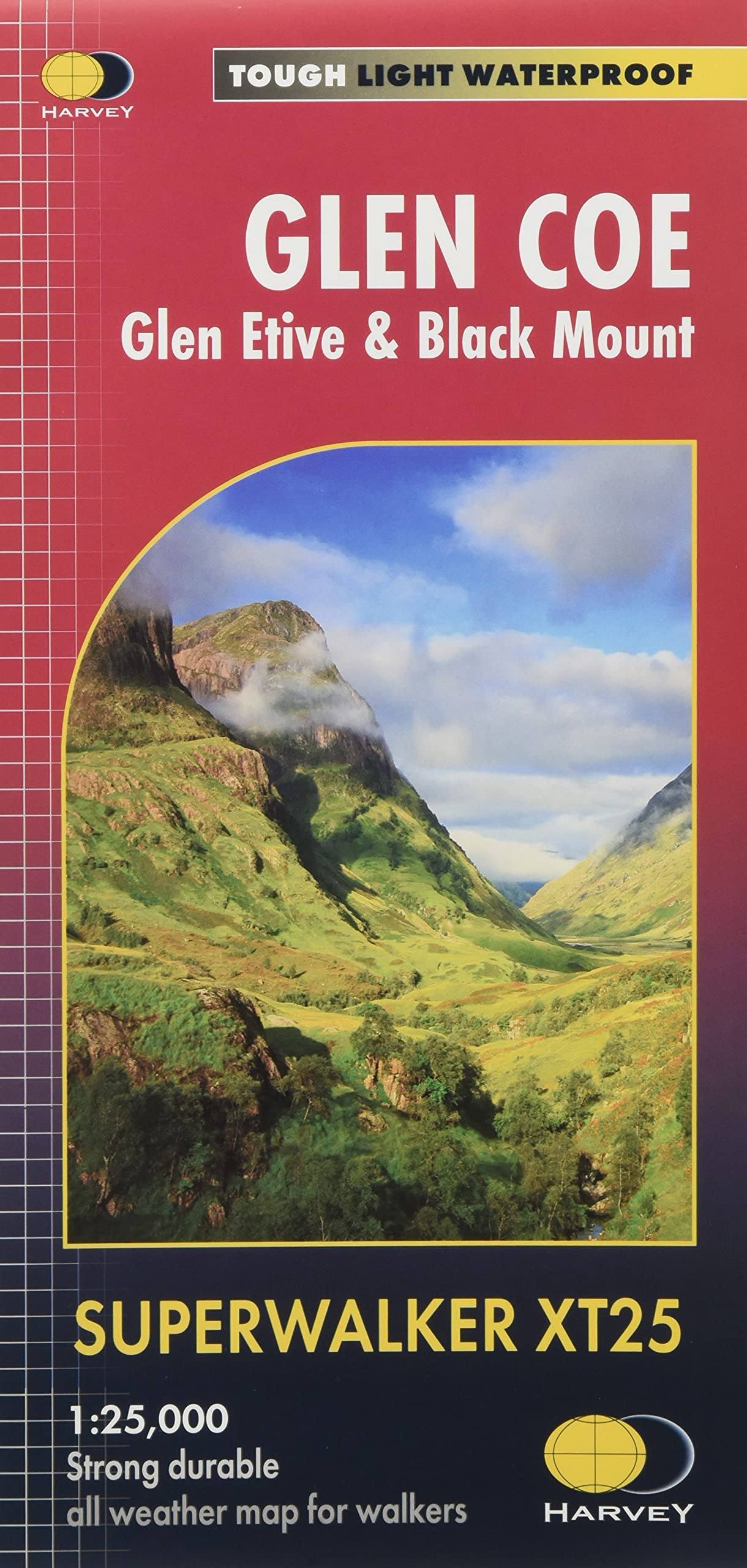 Hiking map - Glen Coe, Glen Etive & Black Mount XT25 | Harvey Maps - S ...