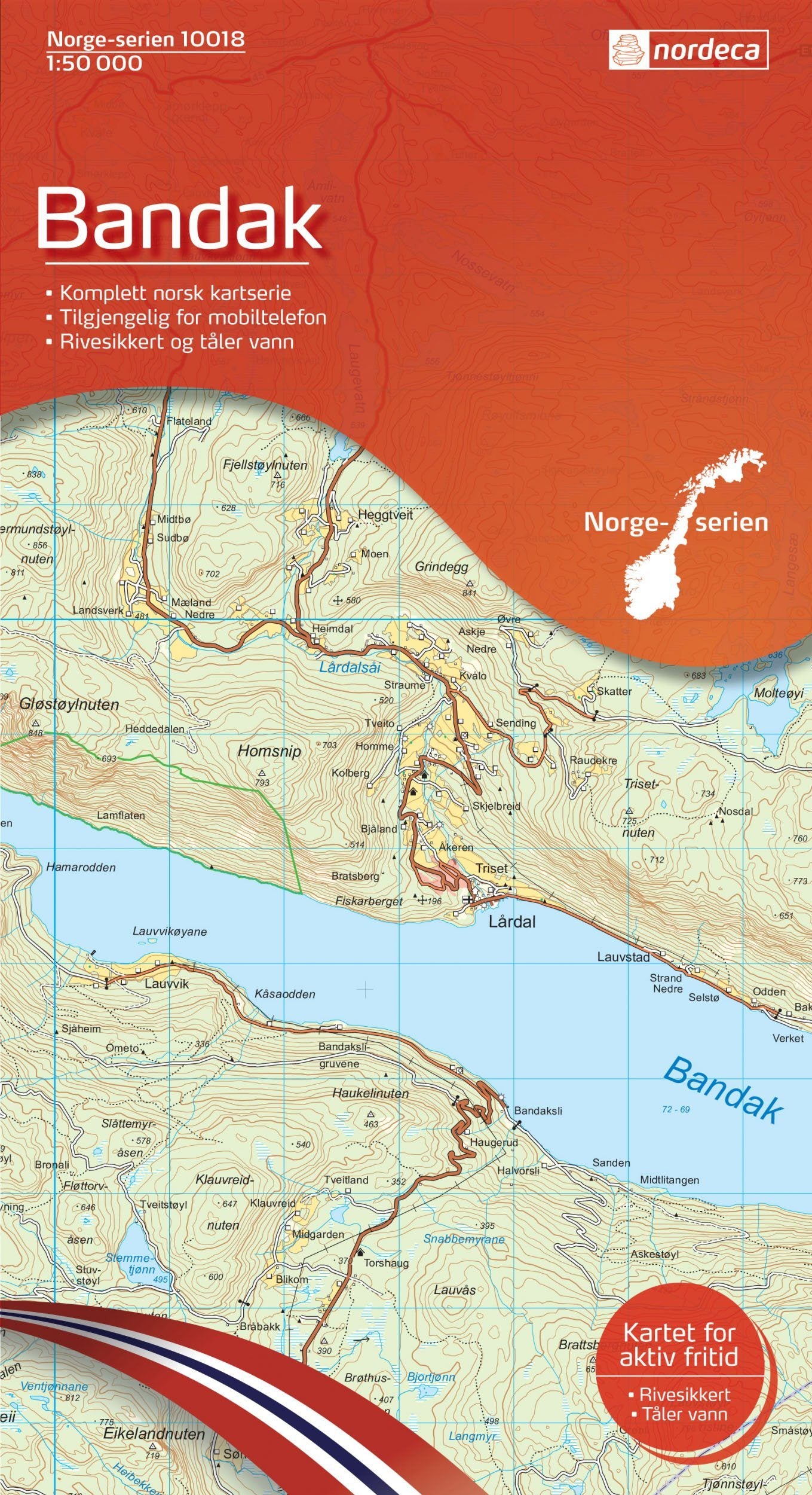 Hiking map No. 10018 - Bandak (Norway) | Nordeca - Norge-serien – Cartovia