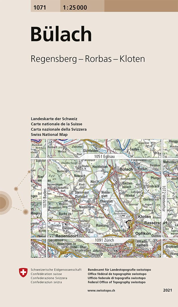 Hiking map No. 1071 - Bülach (Switzerland) | Swisstopo - 1/25 000 ...