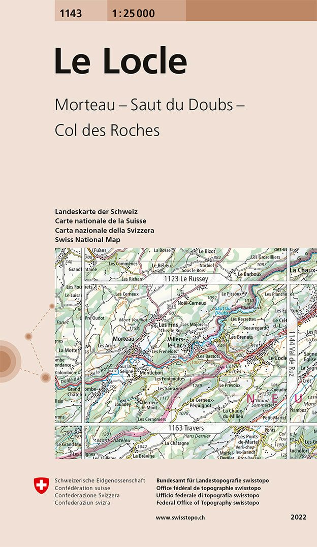 Topographic map No. 1143 - Le Locle (Switzerland) | Swisstopo - 1/25 0 ...