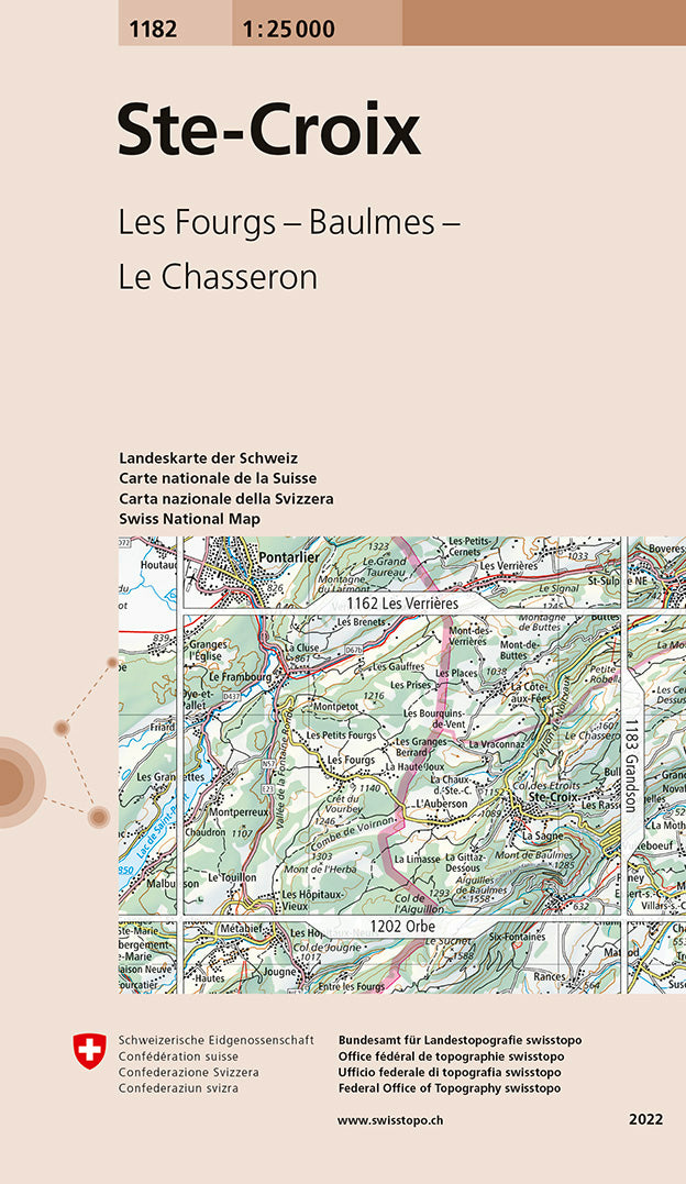 Topographic map No. 1182 - Ste Croix (Switzerland) | Swisstopo - 1/25 ...