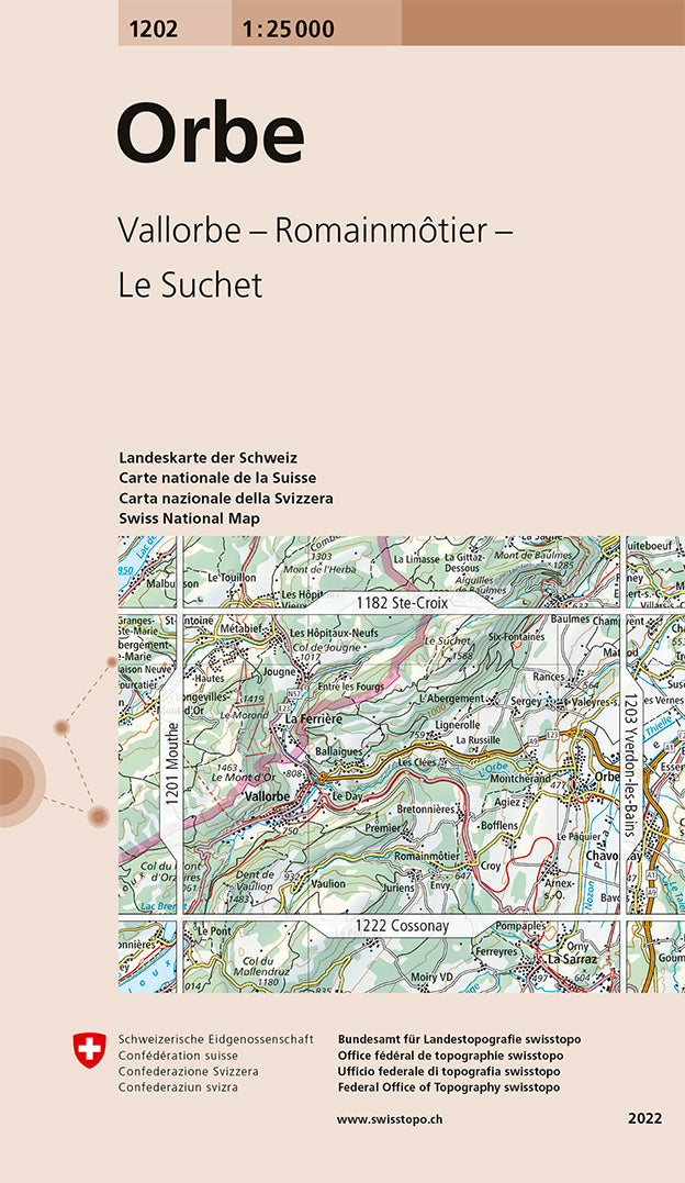 Carte topographique n° 1202 - Orbe (Suisse) | Swisstopo - 1/25 000 ...