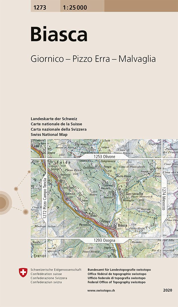 Topographic map No. 1273 - Biasca (Switzerland) | Swisstopo - 1/25 000 ...