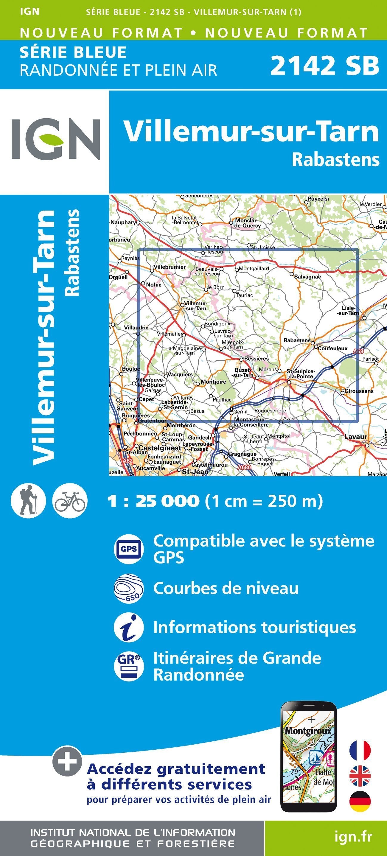 Hiking map No. 2142 - Villemur - sur - Tarn, Rabastens | IGN - Blue Se ...