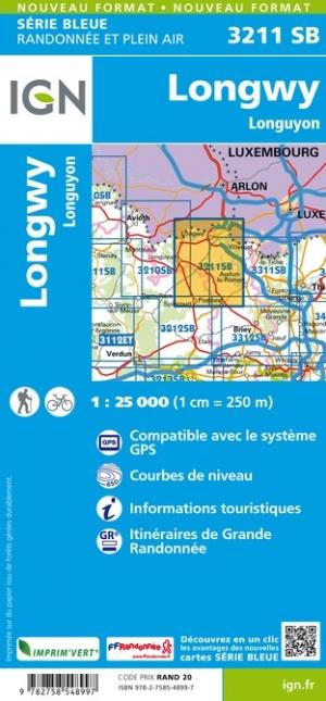 Hiking map No. 3211 - Longwy, Longuyon | IGN - Blue Series – Cartovia