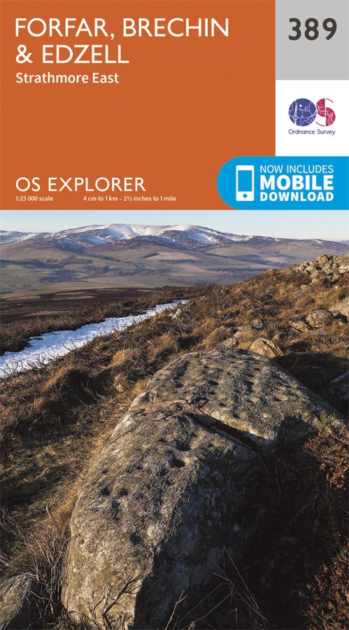 Hiking map No. 389 - Forfar, Brechin, Edzell (Great Britain) | Ordnanc ...