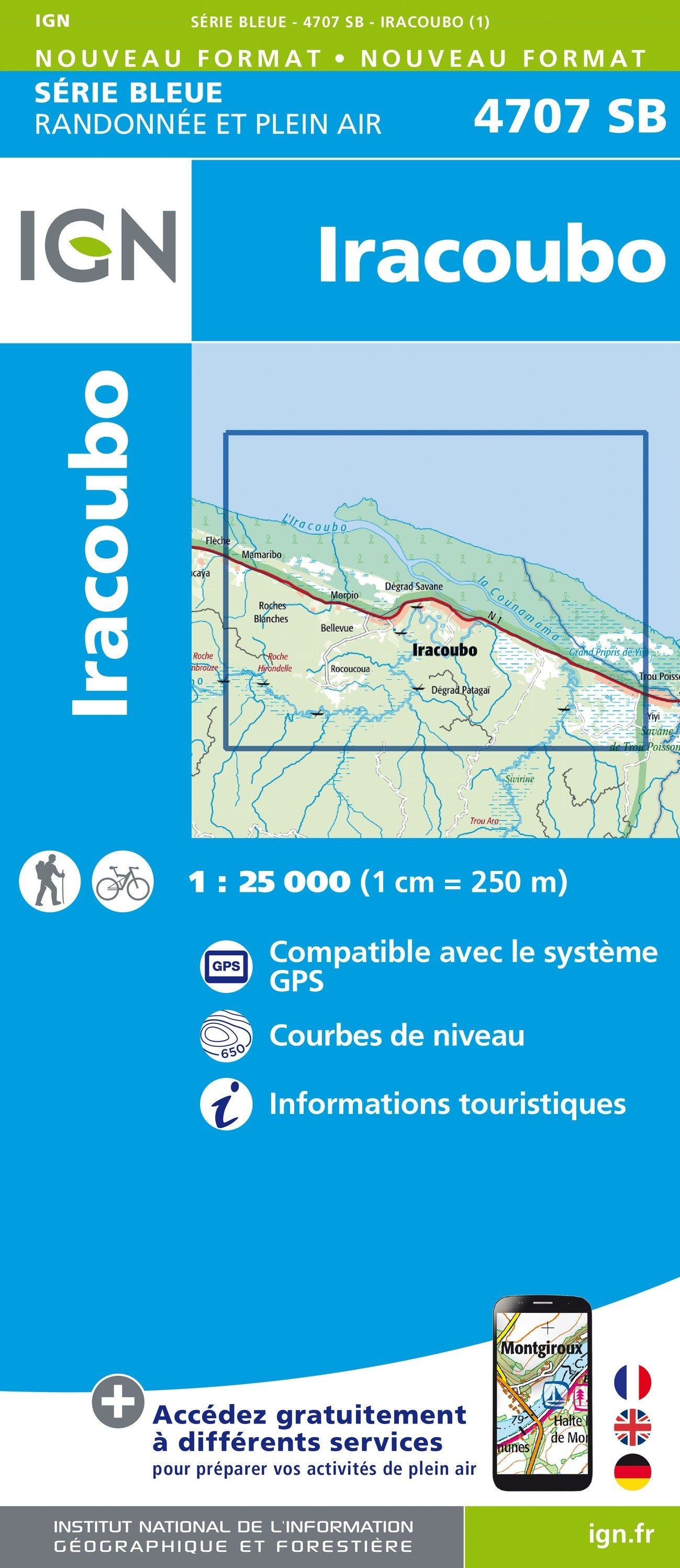 Hiking map No. 4707 - Iracoubo (French Guiana) | IGN - Blue Series ...