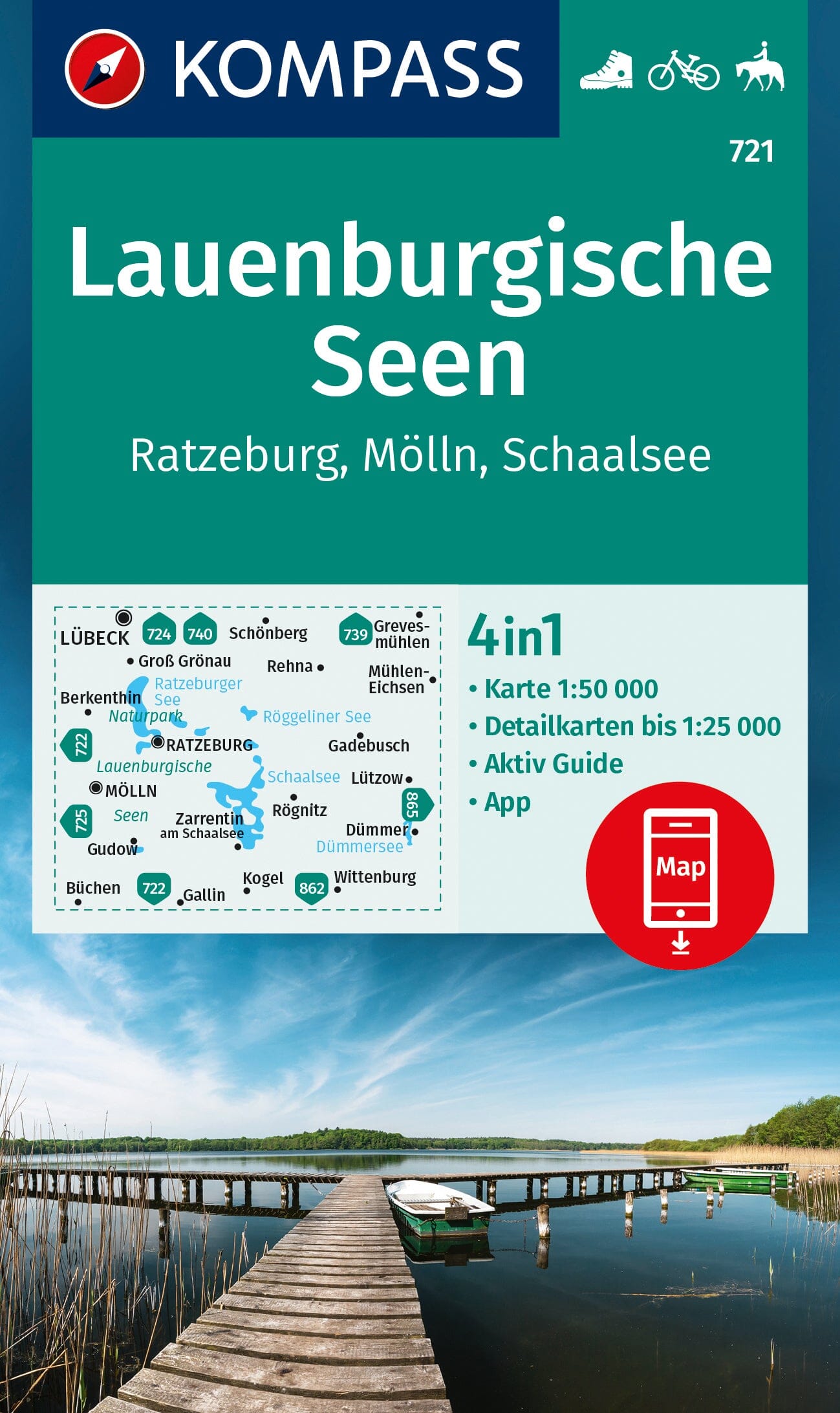 Hiking map No. 721 - Laenburgische Seen (Germany) | Kompass – Cartovia