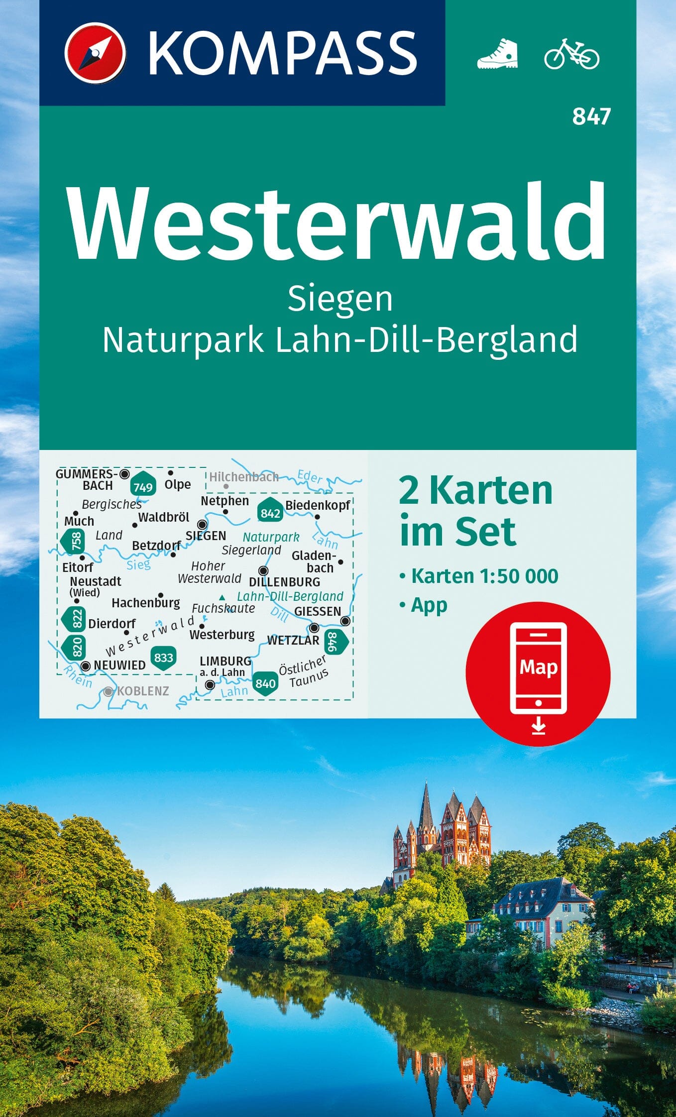 Hiking map No. 847 - Westerwald, Siegen, Naturpark Lahn - Dill - Bergl ...