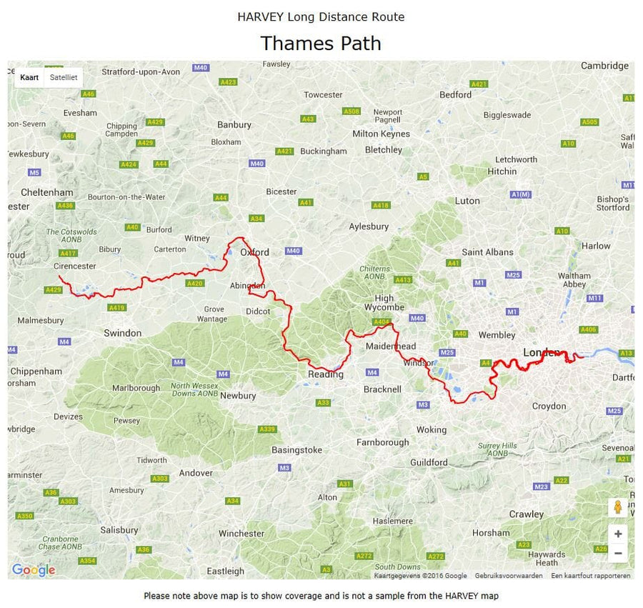 Carte de randonnée - Thames Path XT40 | Harvey Maps - National Trail m ...