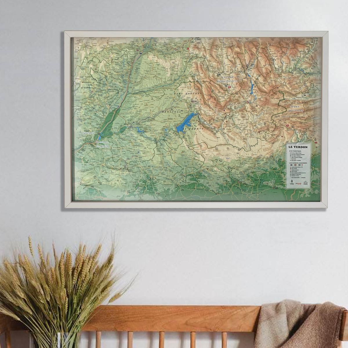 Relief map of the Verdon Regional Natural Park - 61 cm x 41 cm | 3D Map ...
