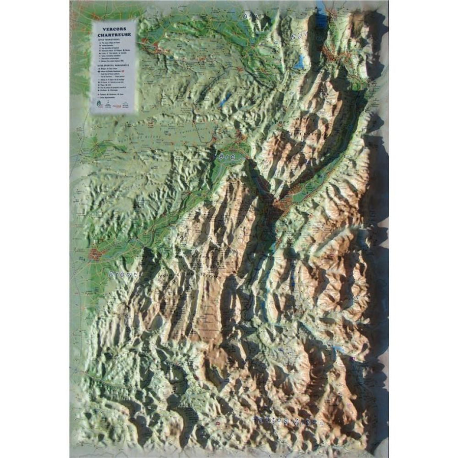 Relief map of the Vercors and Chartreuse Regional Natural Parks - 41 cm ...
