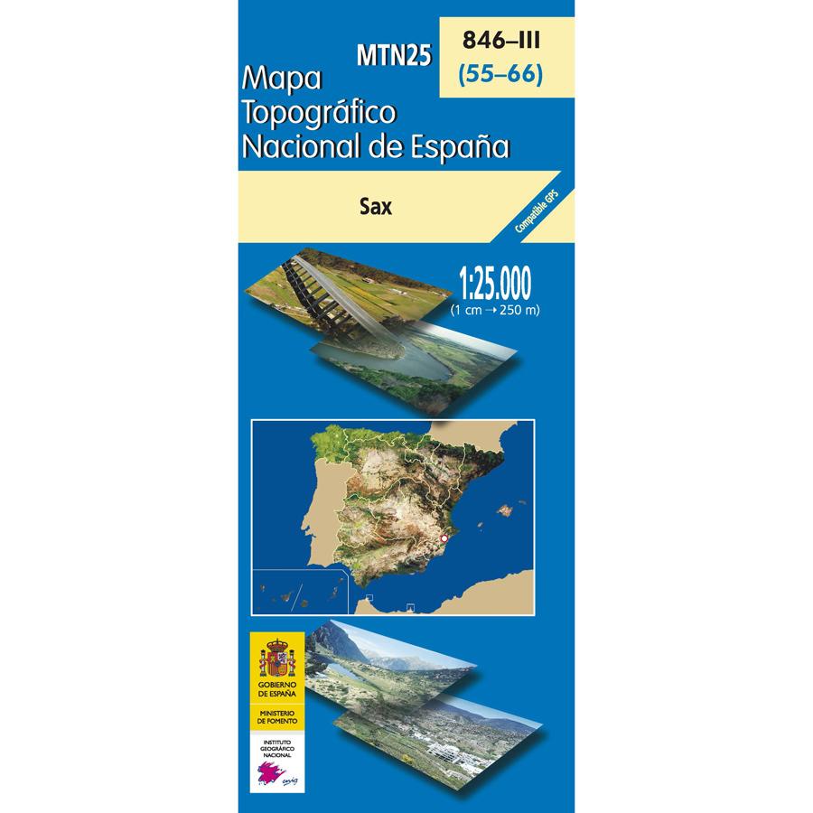 Topographic map of Spain No. 0846.3 - Sax | CNIG - 1/25 000 – Cartovia