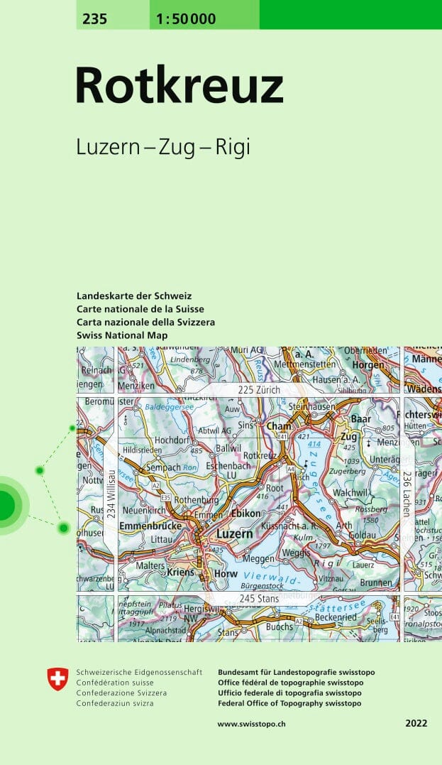 Topographic map No. 235 - Rotkreuz (Switzerland) | Swisstopo - 1/50 00 ...