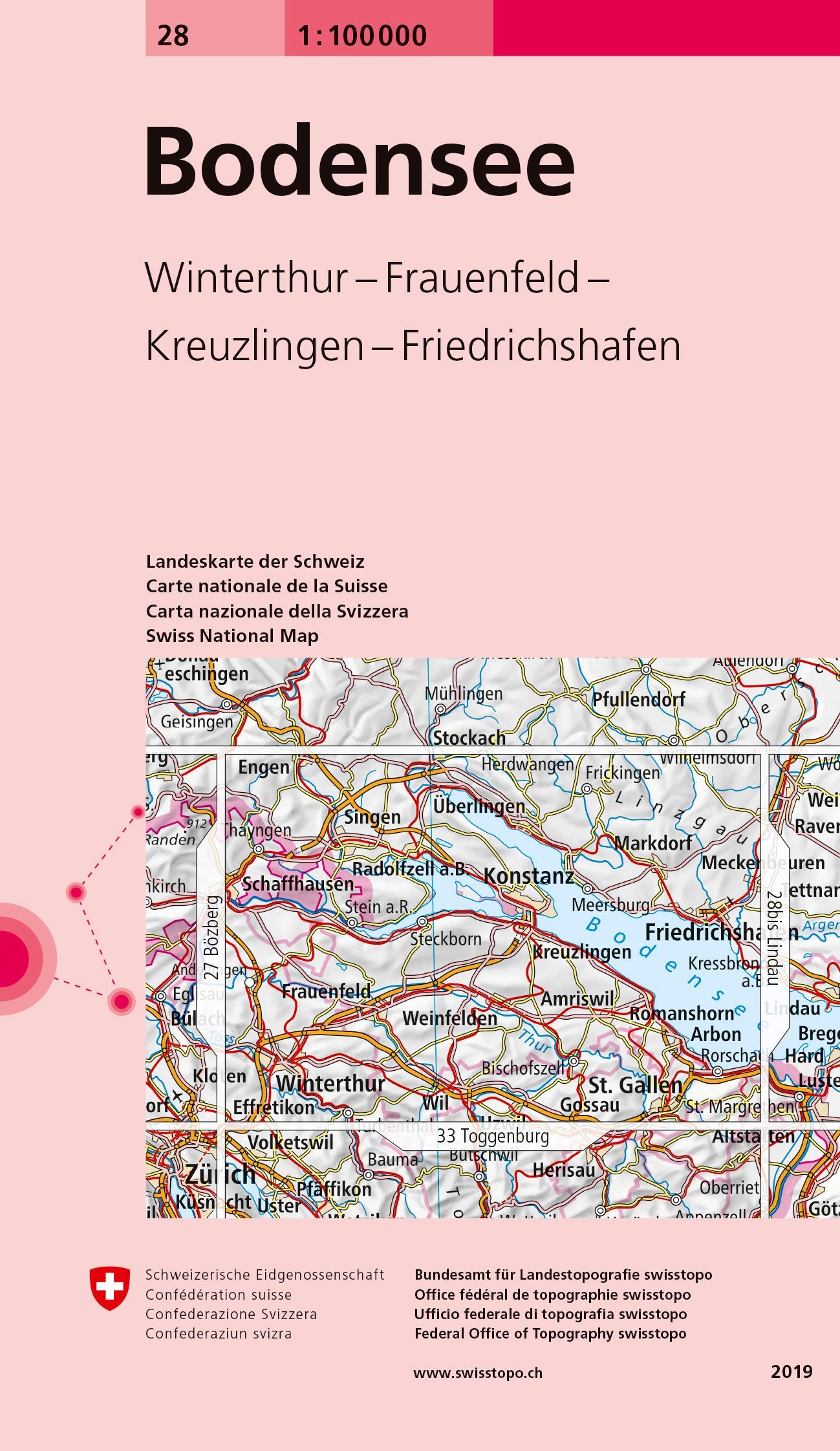 Topographic map No. 28 - Lake Constance (Switzerland) | Swisstopo - 1 ...