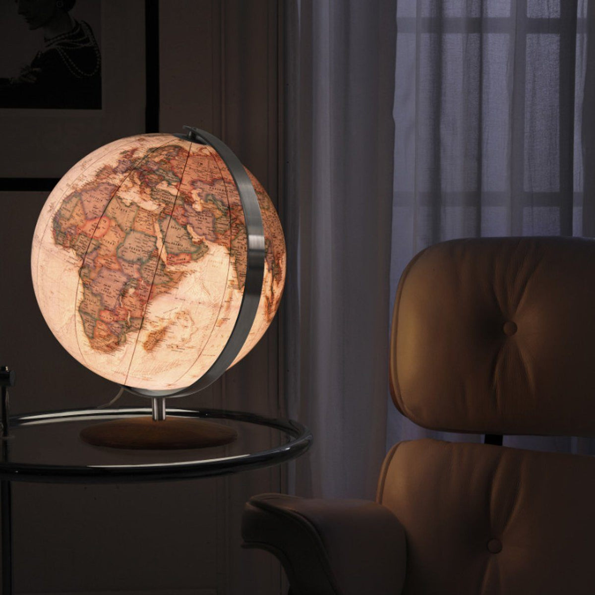 Luminous Globe "Fusion" of ancient style - diameter 37 cm, in English ...