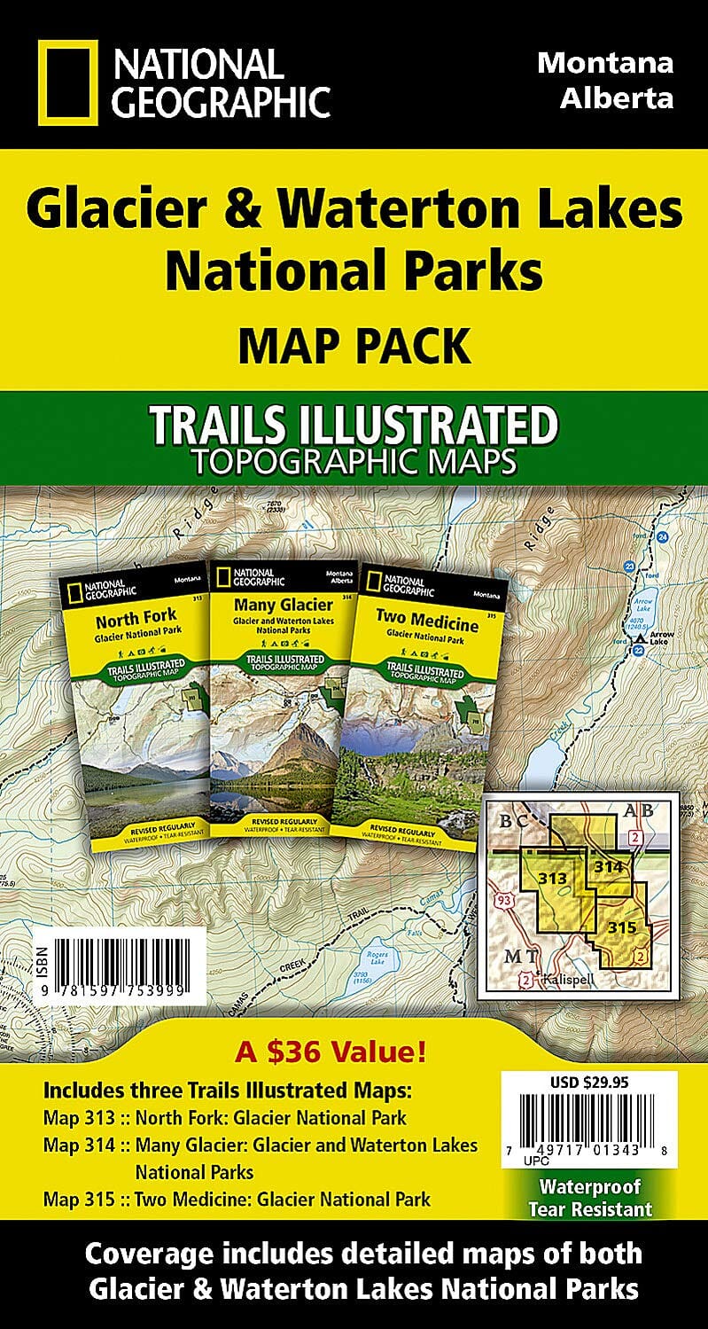 Hiking maps - Glacier & Waterton Lakes National Parks (Montana, Albert ...